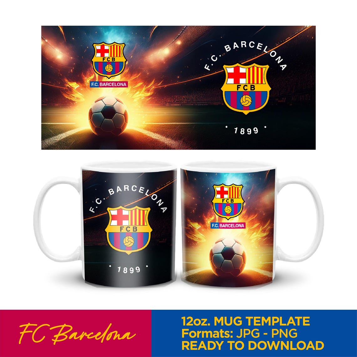 FC Barcelona Mug Sublimation Template: 12oz PNG JPG (digital Download ...