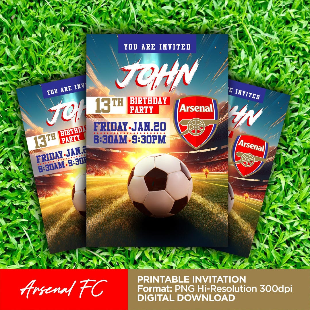 Arsenal Birthday Printable Invitation Digital Download - Etsy