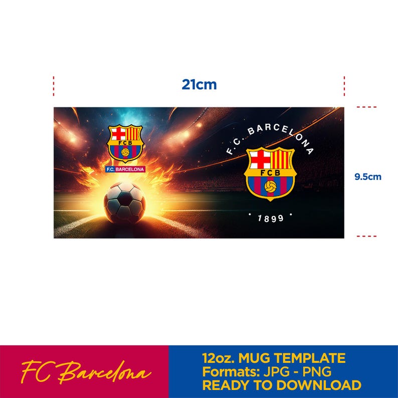 FC Barcelona Mug Sublimation Template: 12oz PNG JPG (digital Download ...