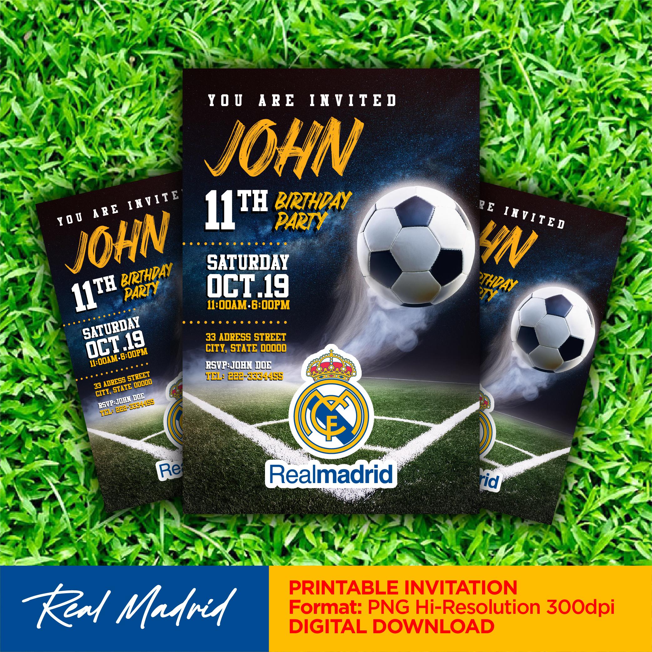 Real Madrid Birthday Printable Invitation - Digital Download - Etsy