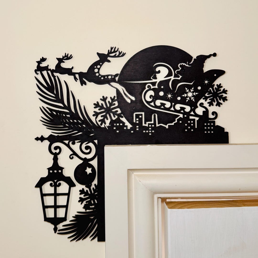 Luxury Santa Sleigh Door Corner | Christmas Decor | Santa & Reindeer ...