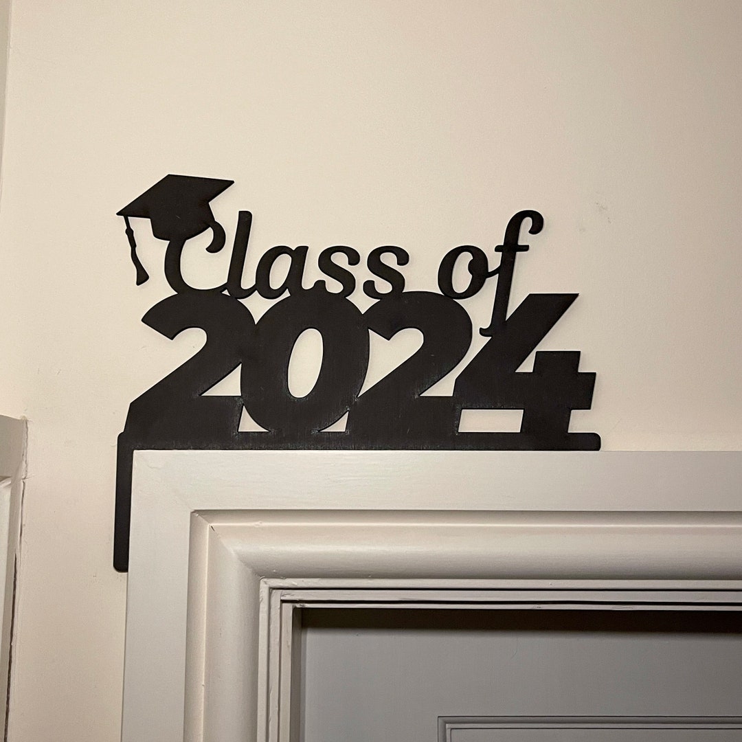 Class of 2024 Graduation Cap Door Corner Decor Customisable Black MDF ...
