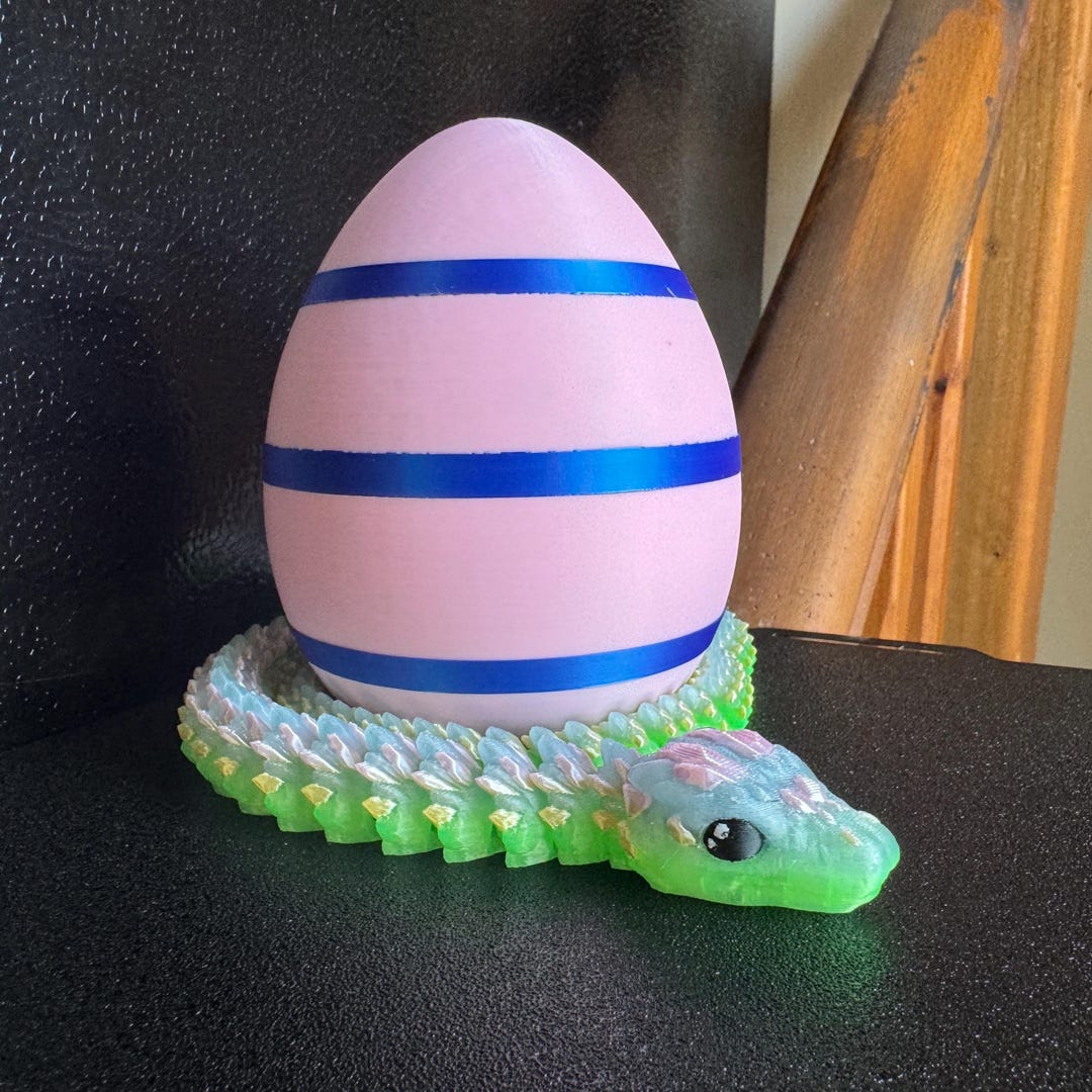 Easter Snake Toy Gift Egg – 3D Printed Fidget Snake With Storage Egg ...
