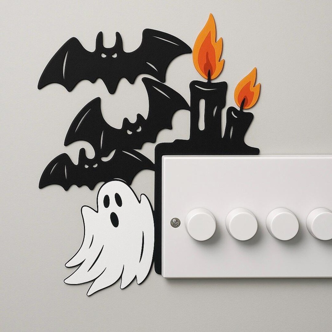 Halloween Ghost & Bat Light Switch Surround – Spooky Wall Decor for ...