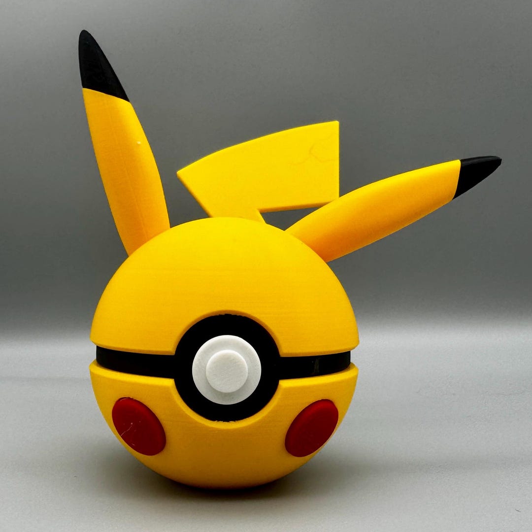 Pikachu Pokéball | 3D Printed Pokémon Display Ball | Optional Display ...