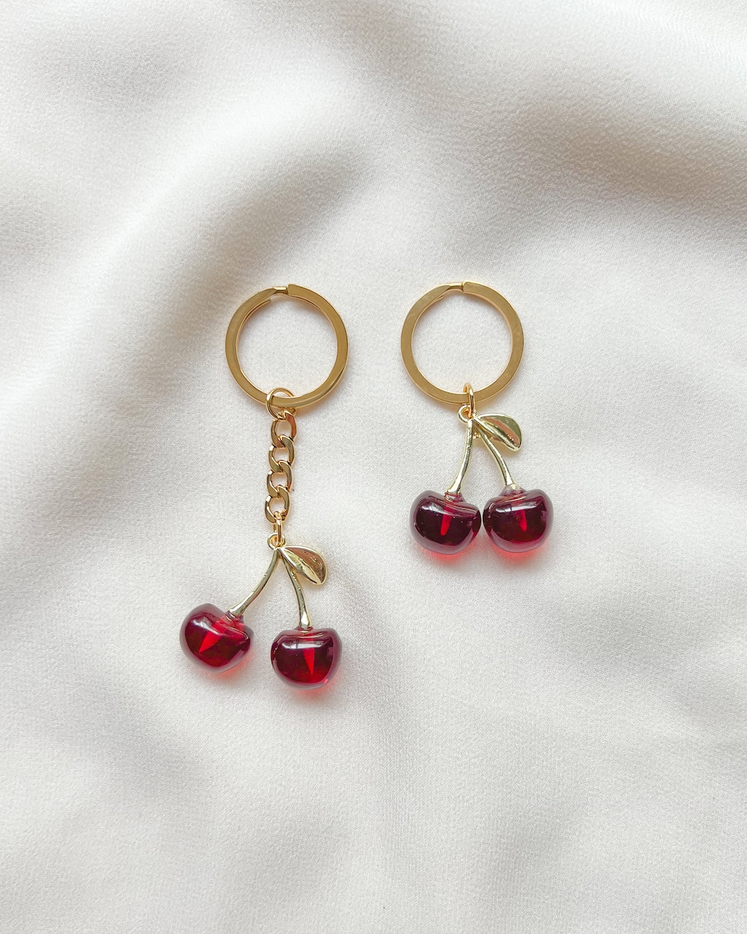 Cherry Keychain | Handbag Charm, Backpack Charm, 14K Gold Plated ...