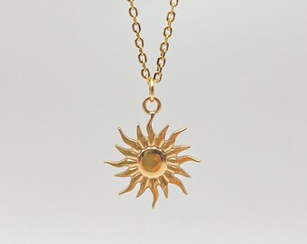 18k Gold Sun Pendant Necklace Mans Pendant Mens Necklace Mens Sun Star ...