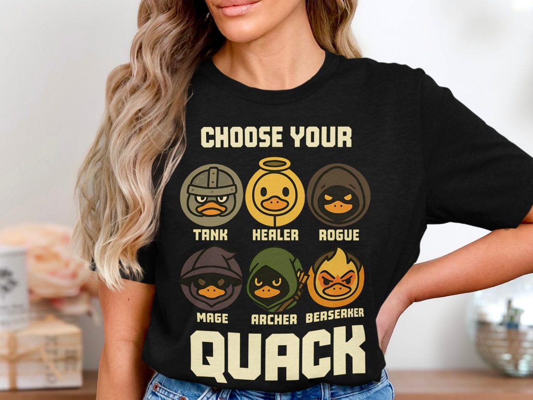 Duck RPG T-shirt, Funny Gamer Tee, Quack Character Design - Etsy