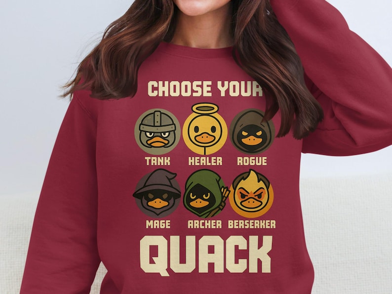 Duck RPG T-shirt, Funny Gamer Tee, Quack Character Design - Etsy