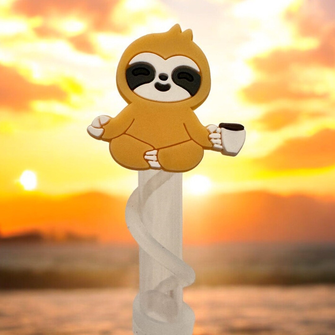 Zen Sloth Straw Topper 10mm - Etsy