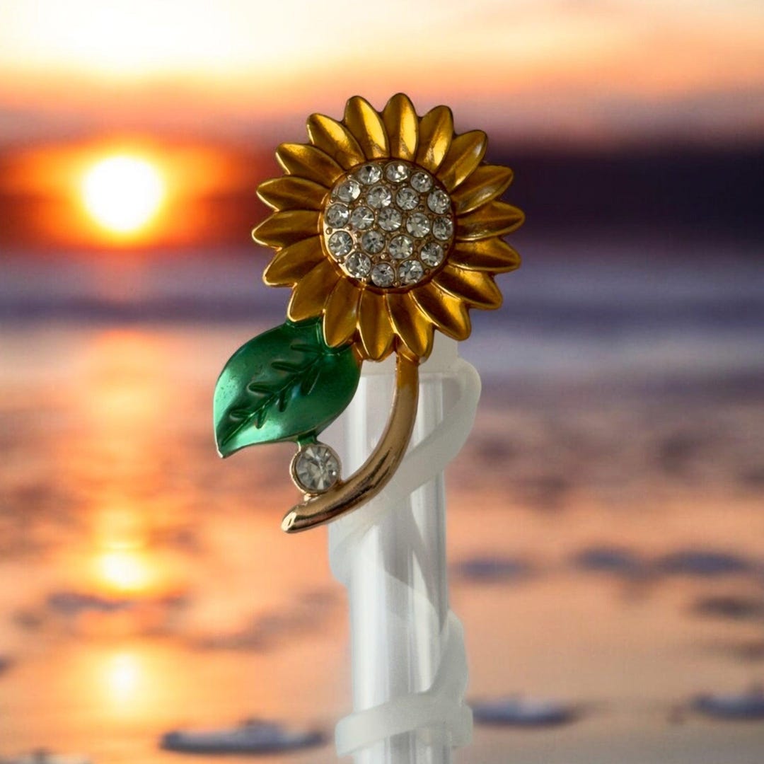 Sunflower Bling Deluxe Straw Topper 10mm - Etsy