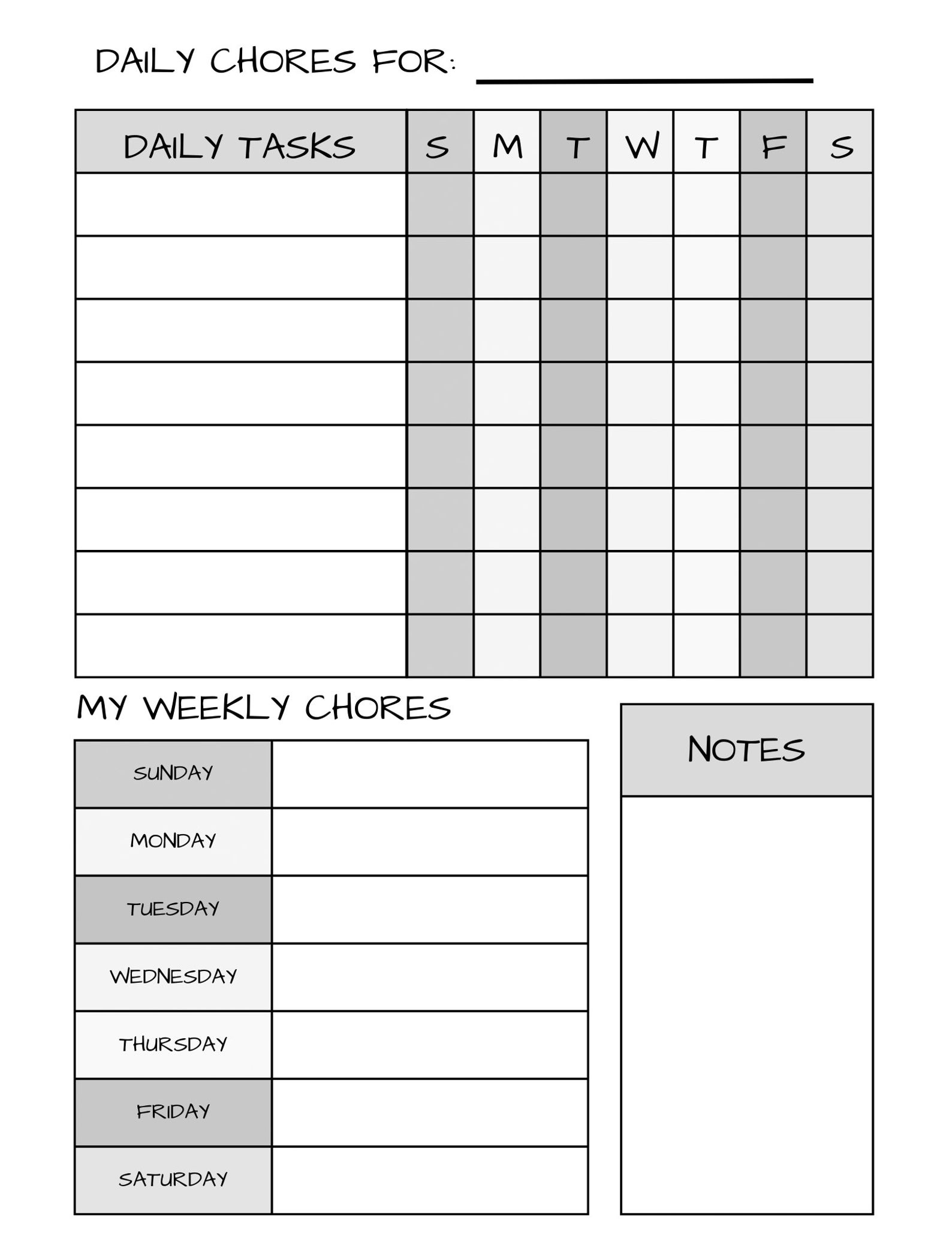 Editable Chore and Responsibilities Chart, Kids Teens Weekly & Daily ...