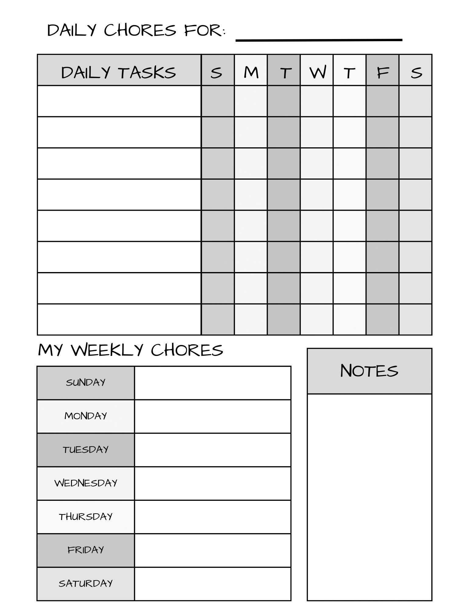 Chores And Responsibilities Chart - Chore & Routines Printable