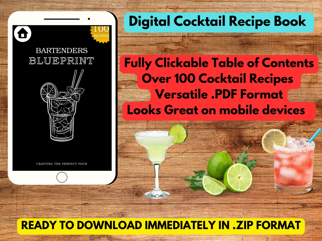 Bartenders Blueprint - Digital Cocktail Recipe Book Featuring Over 100 ...