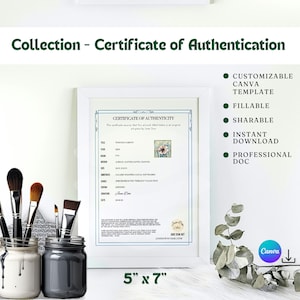 Certificate of Authentication Series Vertical Template for Artists ...