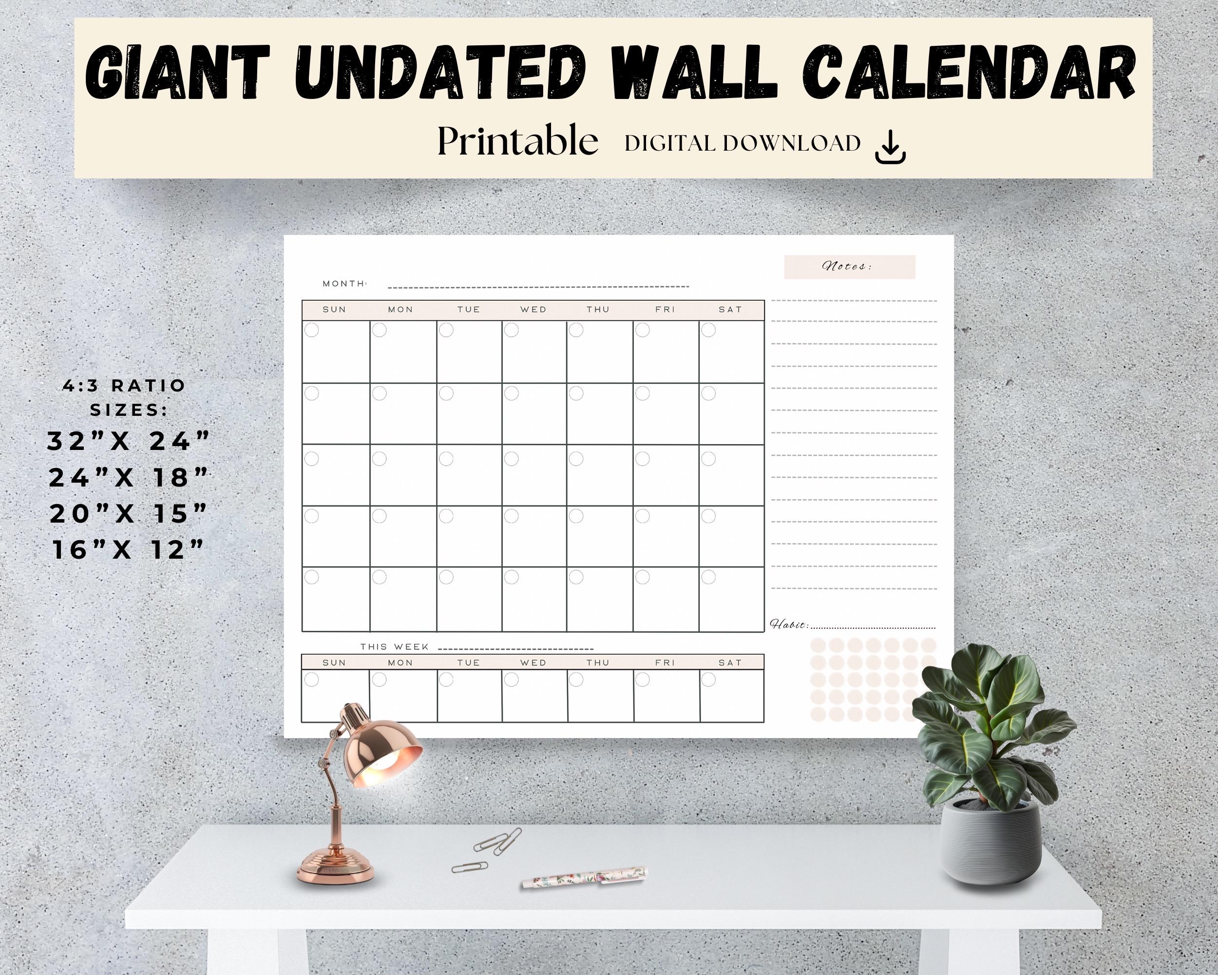 Printable Undated Monthly Calendar: Minimalist Office Planner (digital ...