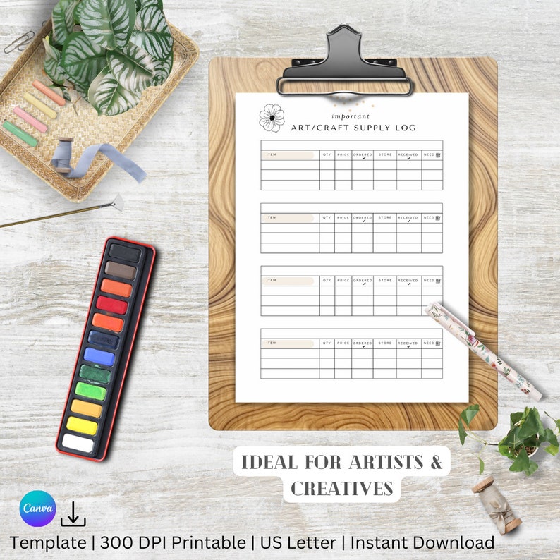 Art/craft Supply Editable Canva Template| Material List| Digital Art ...