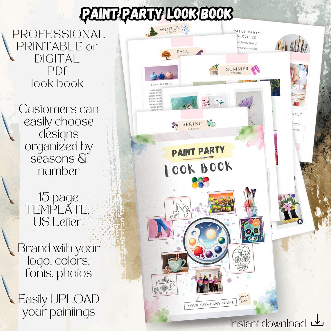 Paint Party Look Book Template: Art Instructor Marketing Catalog (canva ...