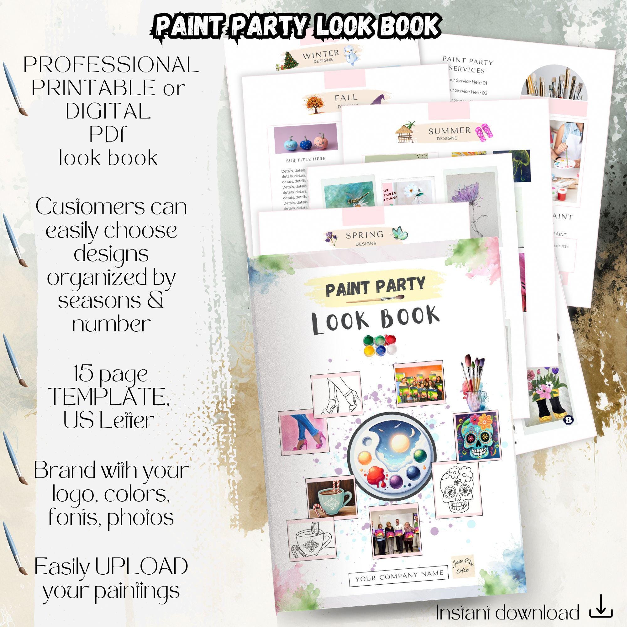 Paint Party Look Book Template: Art Instructor Marketing Catalog (canva ...