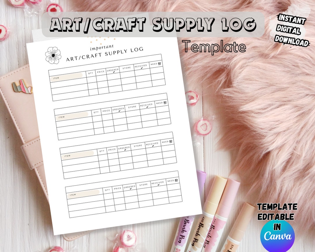 Art/craft Supply Editable Canva Template| Material List| Digital Art ...
