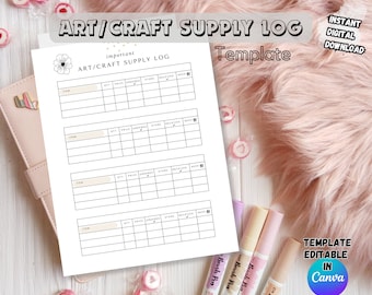 Art Supply Tracker, Inventory List, Printable PDF - Etsy