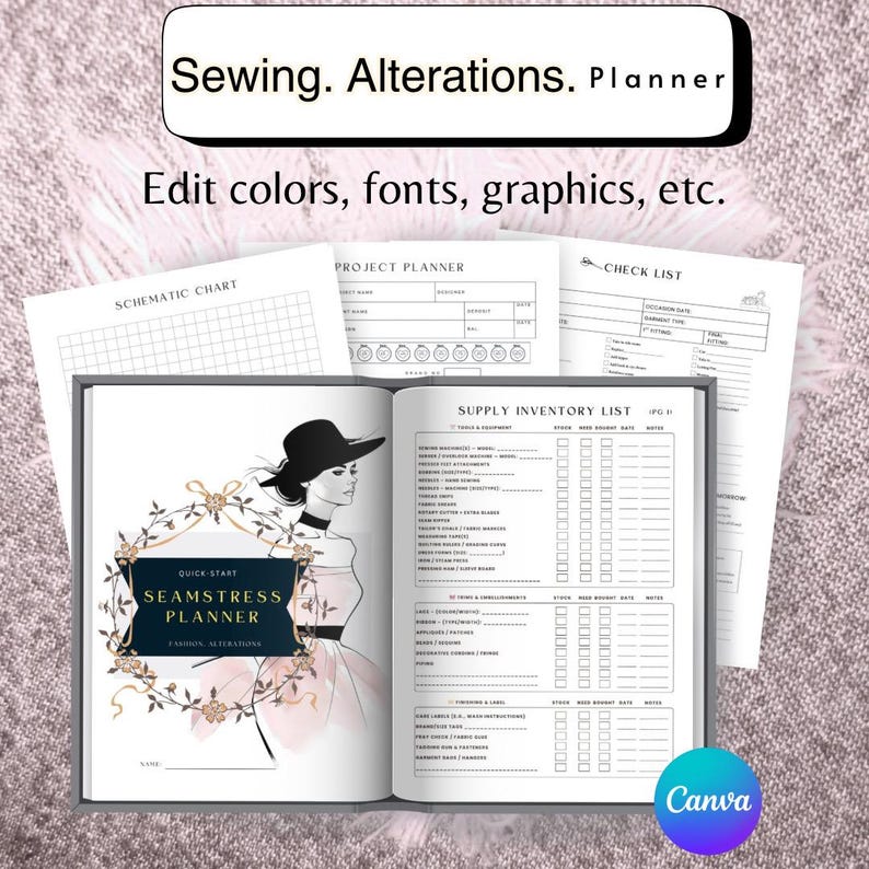 Seamstress Planner Canva Template Minimalist,sewing & Alterations ...