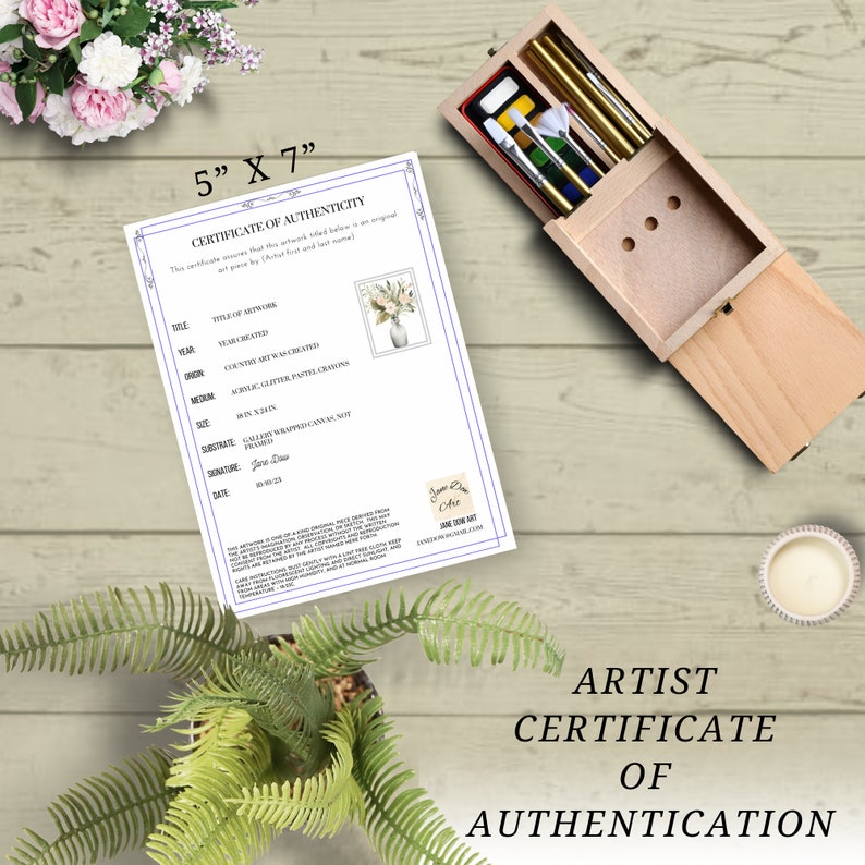 Artwork Certificate of Authentication Template Editable and Printable ...