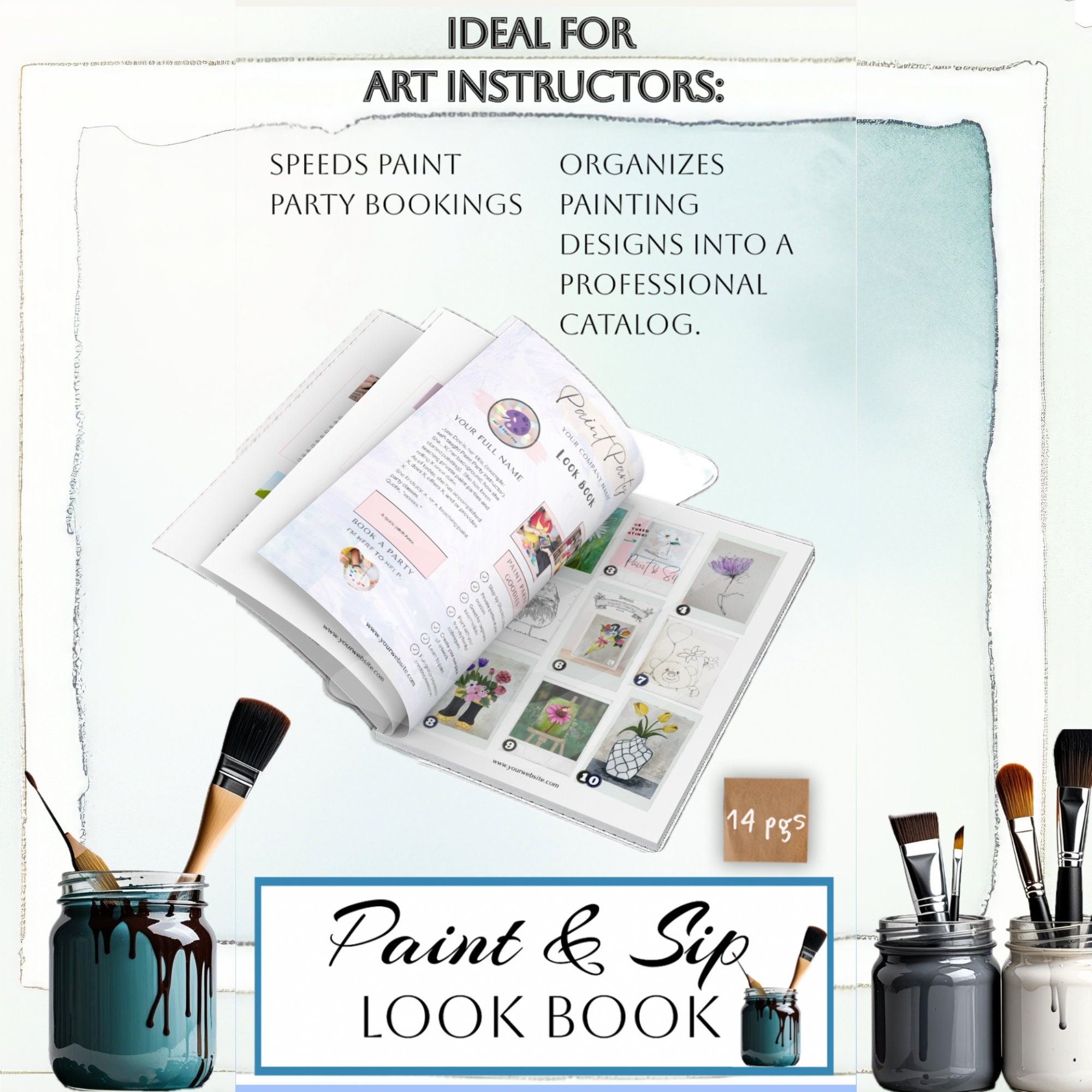 DIY Paint Party Look Book Template for Art Instructors, Sip & Paint ...