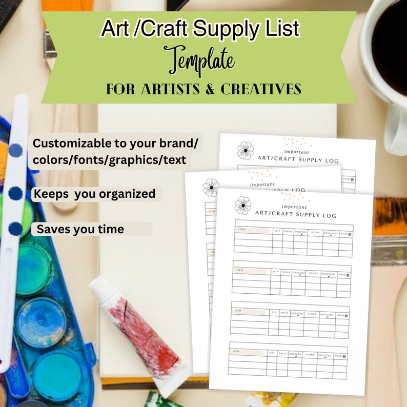Art/craft Supply Editable Canva Template| Material List| Digital Art ...