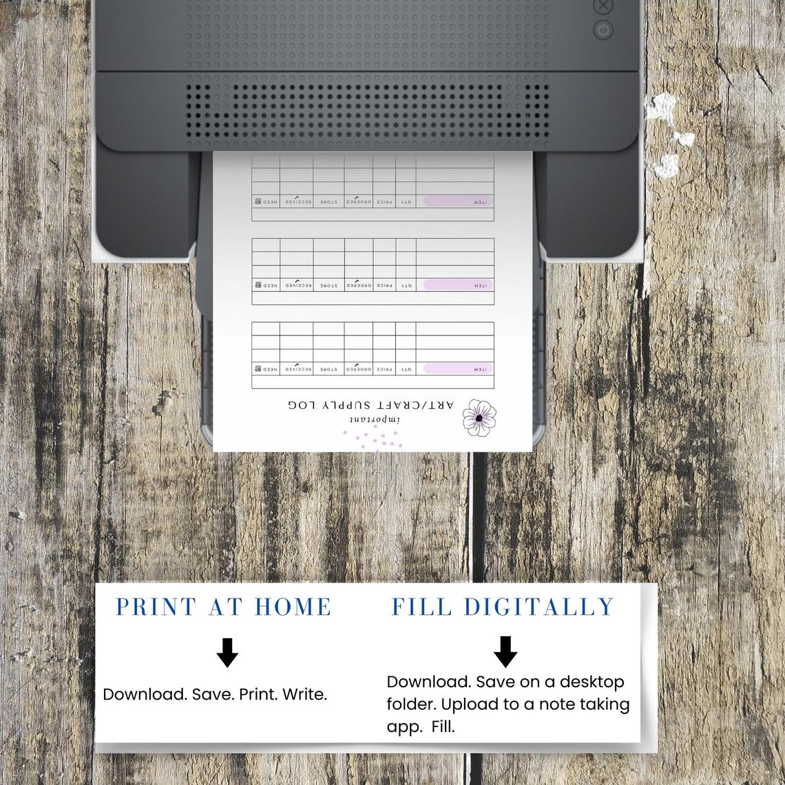 Art Craft Supply List: Fillable Inventory Tracker| Printable Digital ...