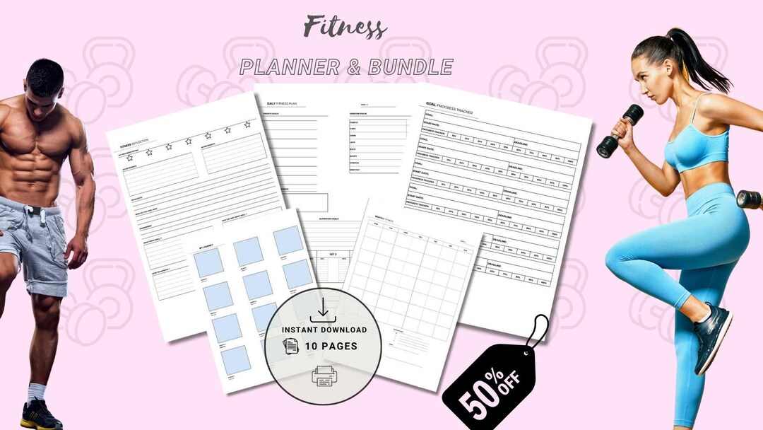 Printable Health and Fitness Planner Bundle, Fitness Journal, Diet ...