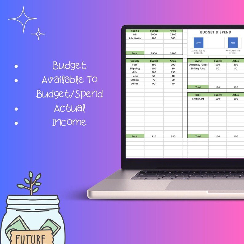 Budget Planner Google Sheets Monthly Budget Spreadsheet Excel Weekly ...
