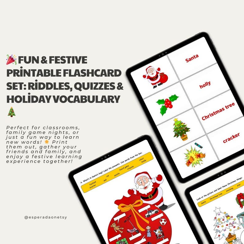 Fun & Festive Printable Flashcard Set, Riddles, Quizzes and Holiday ...