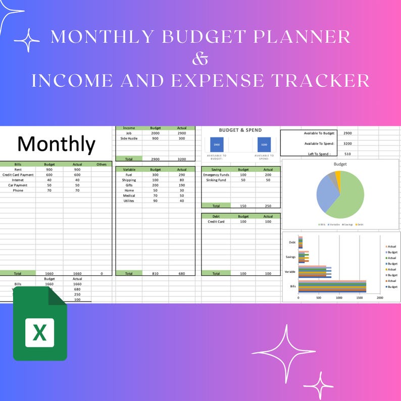Budget Planner Google Sheets Monthly Budget Spreadsheet Excel Weekly ...