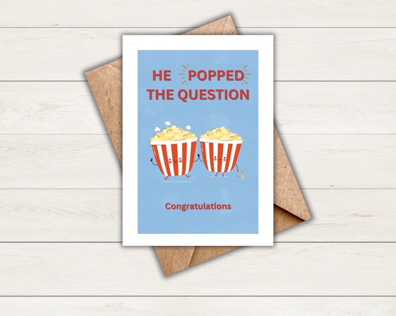 Engagement Popcorn Punny Card Greeting Card Celebration - Etsy