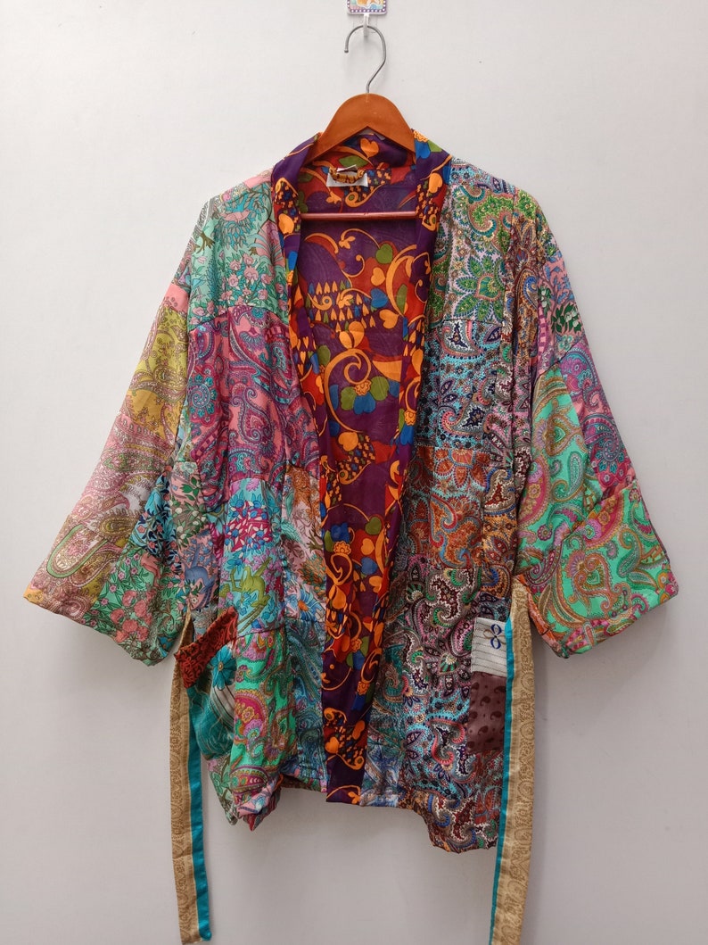 Handmade Silk Kimono Patchwork Kimono Silk Bathrobe Boho - Etsy