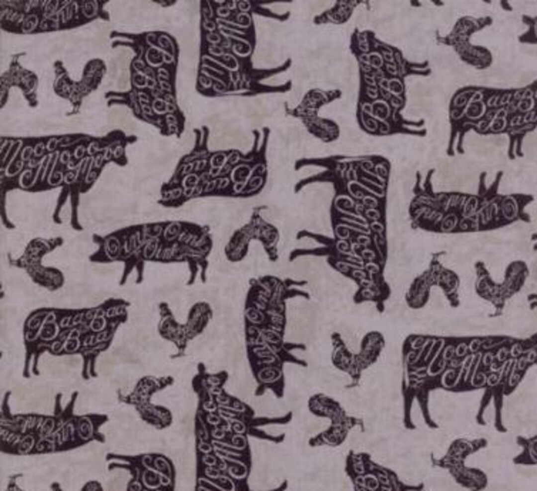 UNM 19821-13 Burlap Tan Farm Animals Homegrown - Etsy