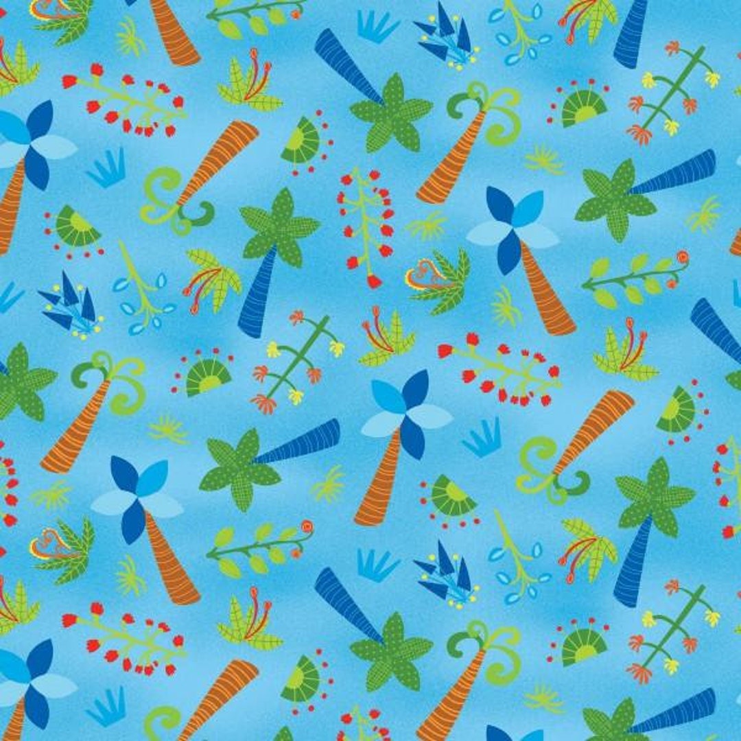 WP 69285-472 Blue Trees Plants Dandy Dino - Etsy