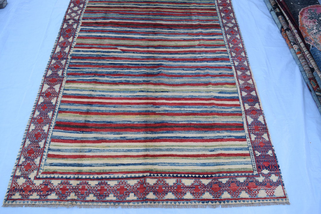 6.6x9.4 197x283 Cm Striped Rambo Gabbeh Area Rug 100% Handmade Rug ...