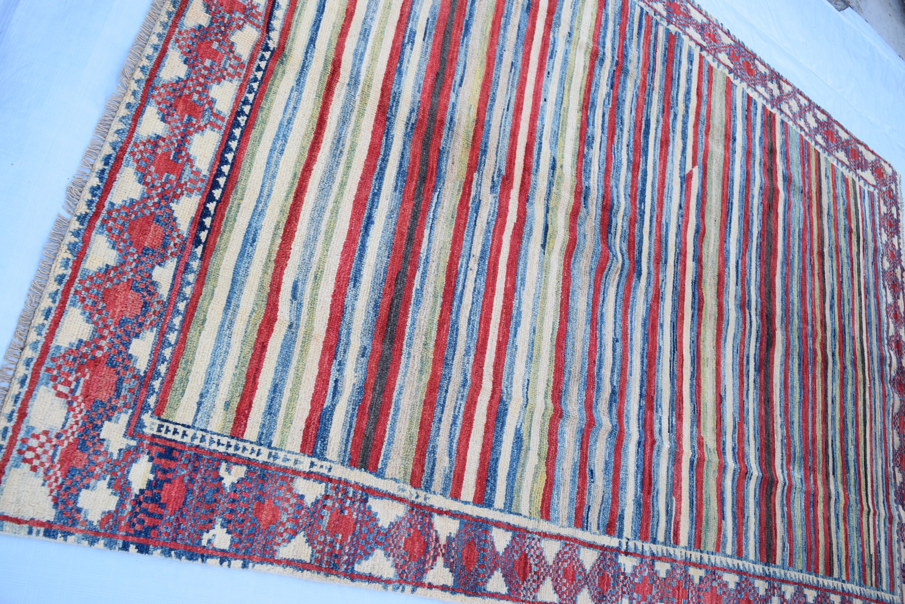 6.6x9.4 197x283 Cm Striped Rambo Gabbeh Area Rug 100% Handmade Rug ...