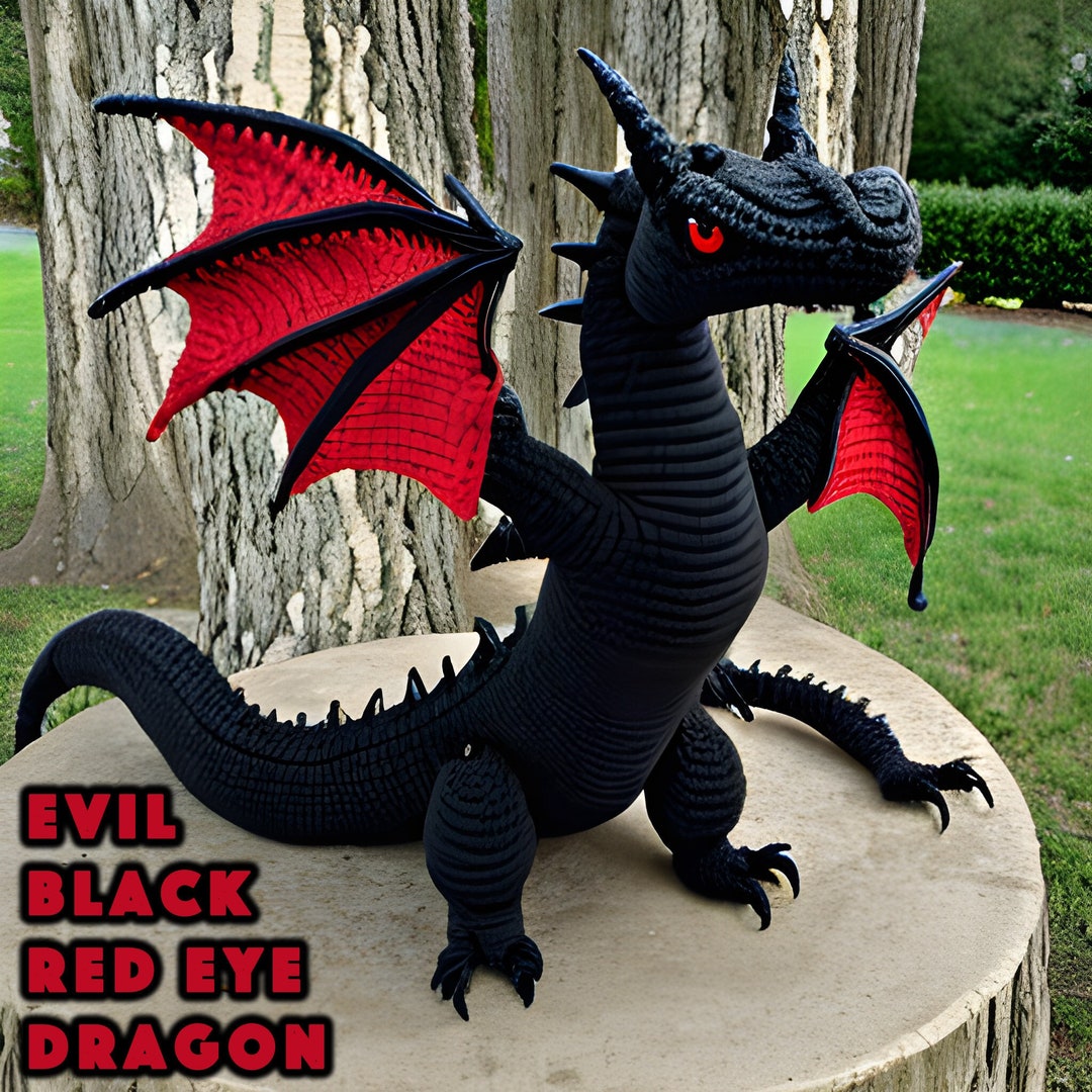 Big Black Dragon With Red Eyes advanced Crochet Pattern - Etsy