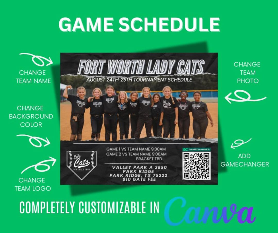 Sports Tournament Team Schedule Canva Editable Template - Etsy