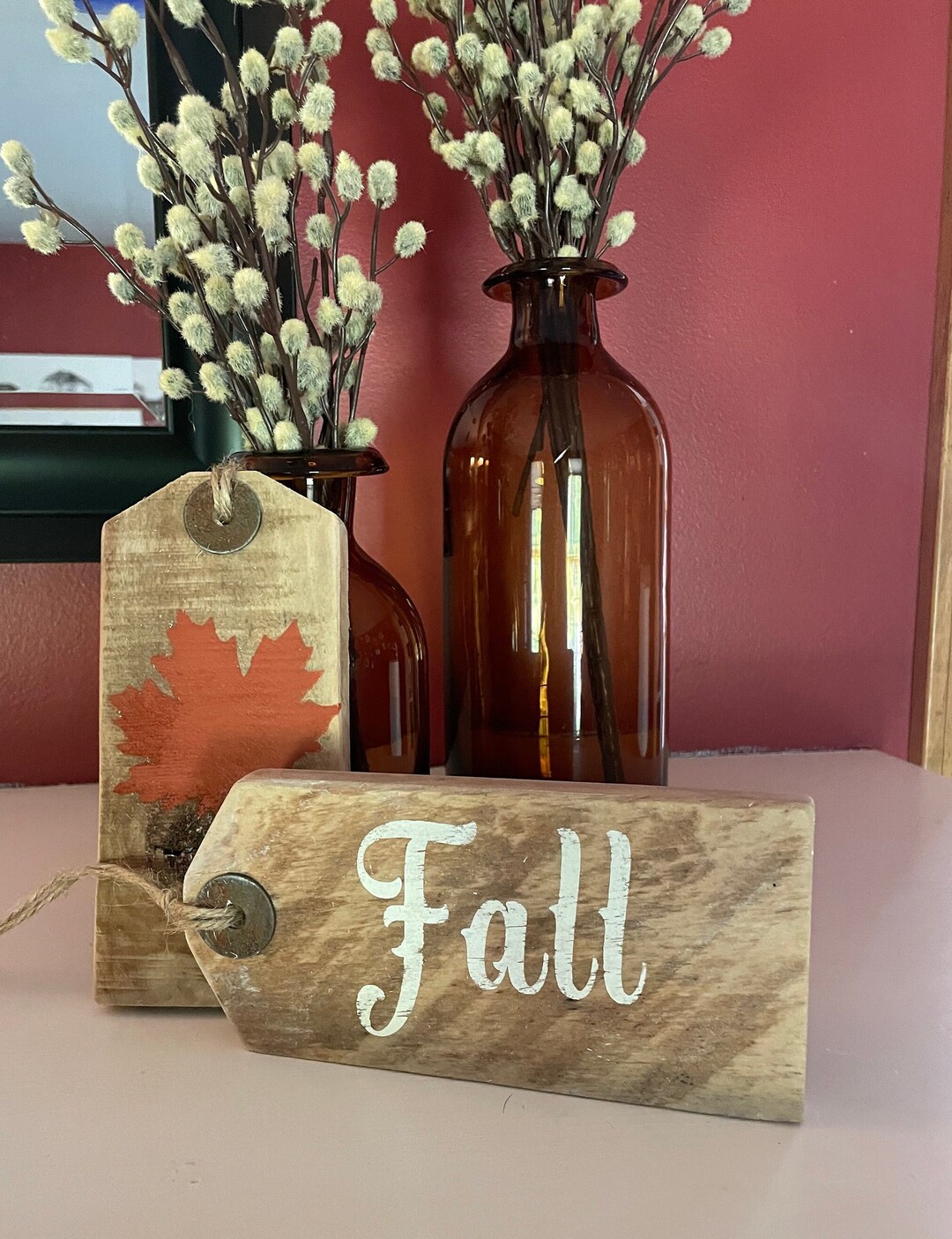 Wooden Fall Door Tags, Reclaimed Wood Fall Decor, Rustic Fall Door Tags ...