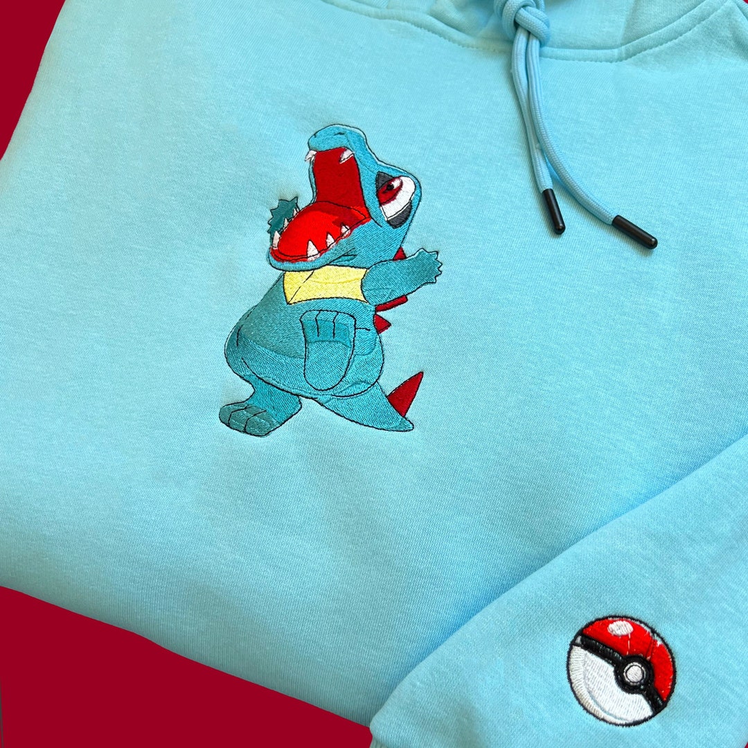 Pokemon Totodile Embroidered Hoodie Pokemon Embroidered Sweatshirt ...