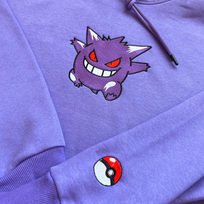 Pokemon Gengar Embroidered Hoodie Pokemon Gengar Embroidered - Etsy