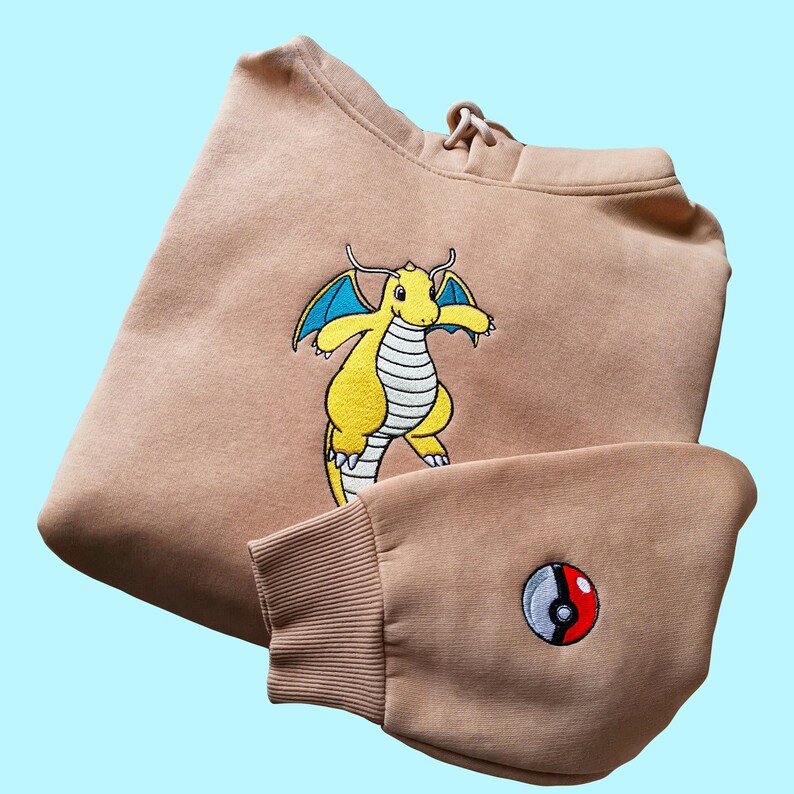 Pokemon Dragonite Embroidered Hoodie Pokemon Embroidered - Etsy
