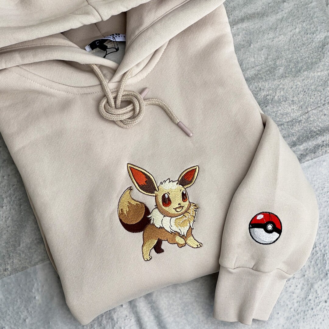Pokemon Eevee Embroidered Hoodie Pokemon Embroidered Sweatshirt Pokemon ...