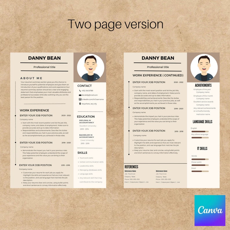 Resume Templates Beige - Etsy