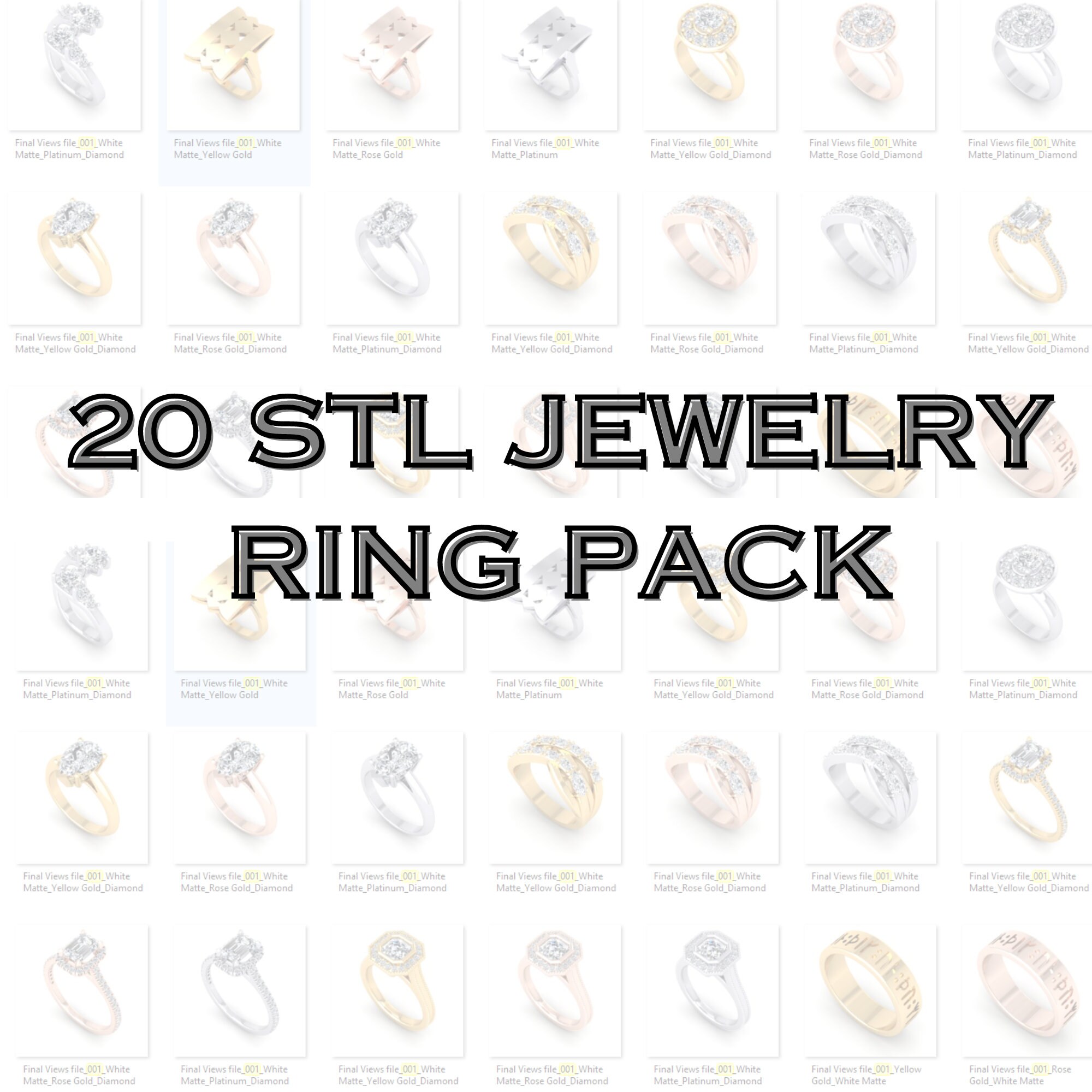 20 Models PACK 4 STL 3d Cad Digital Jewelry Ring - Etsy