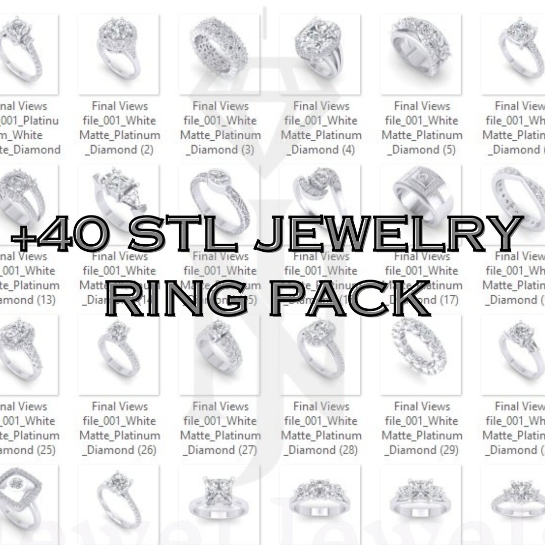 40 Plus With Render and Spec STL RING Jewelry Models / Engagement Ring ...